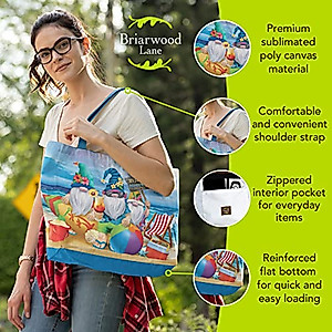 Summer Gnomes Humor Canvas Tote Bag Beach Scene Canvas Tote Bag 14.5" x 15" Briarwood Lane