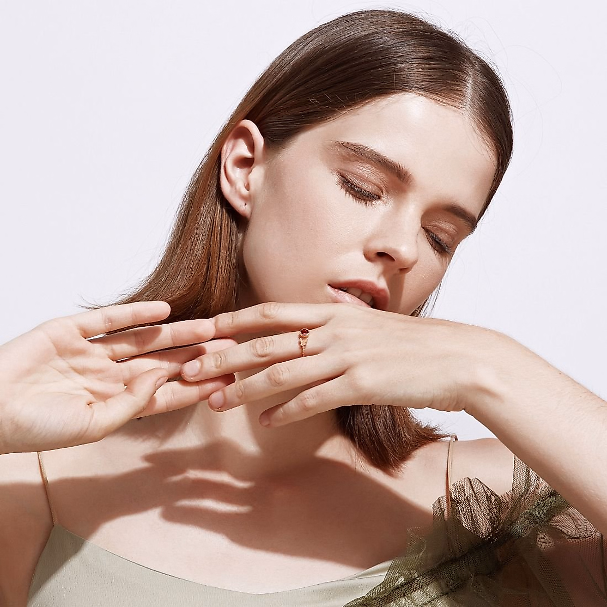 Carleen 18K Solid Rose Gold Round Pink Tourmaline Ring Dainty Fine Jewelry Butterfly Rings for Women (7)