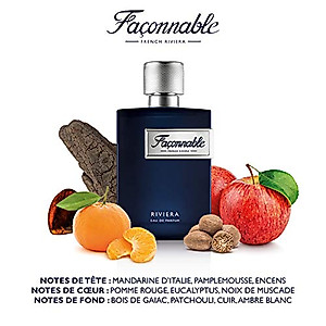 Faconnable Riviera Eau de Parfum for Men, Woody & Aromatic scent, 3 Fl Oz