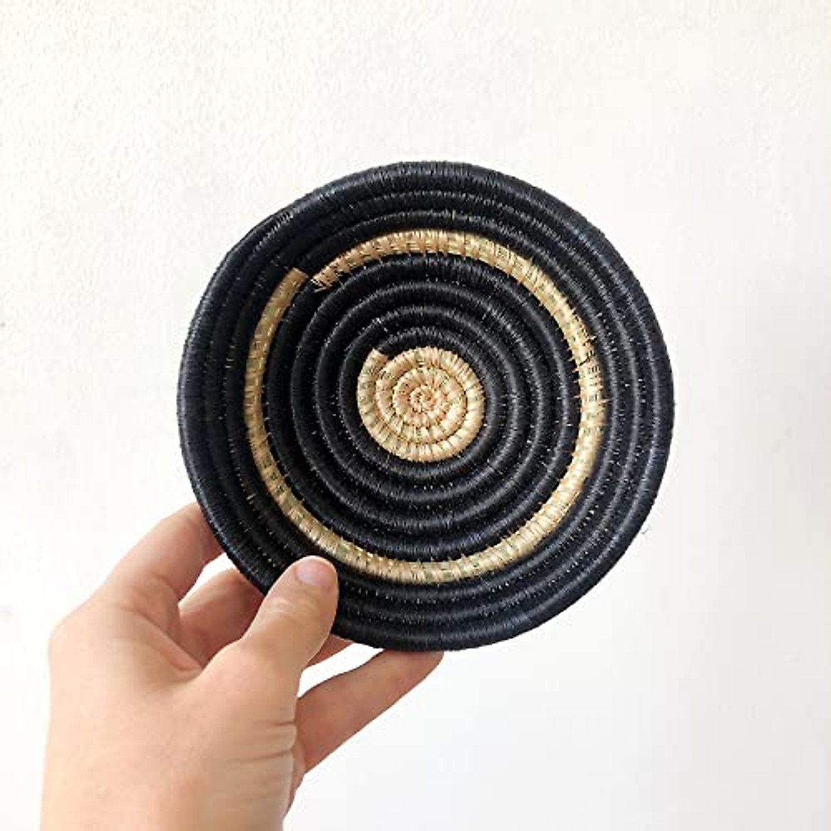 Mini African Basket- Nyarutovu/Rwanda Basket/Sisal & Sweetgrass Woven Basket/Black, Sweetgrass