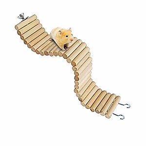 Syrian Hamster Bendy Long Wood Bridges,Dwarf Hamster Bendable Ladder Hideout Toys,Gerbil Chewing Natural Wooden Stuff for Teeth,Hamsters Cage Ramp Climbing Activity for Rodents,Mouse,Mice,Rat