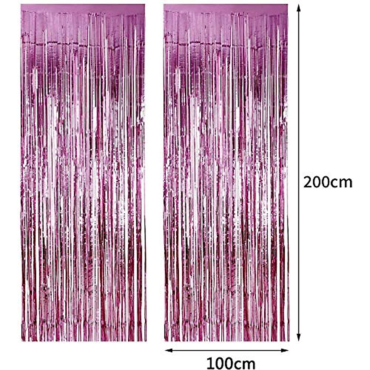BEISHIDA 2 Pack Foil Fringe Curtain,Pink Tinsel Metallic Curtains Photo Backdrop Streamer Curtain for Wedding Bridal Shower Birthday Bachelorette New Year Decor(3.28 ft x 6.56 ft)