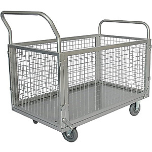 BaiYouMei Platform Truck Cart with Cage,4in1 Foldable Hand Truck Flat Cart 39"x24" Heavy Duty Push Cart Dolly, Load 1000lbs Large Flatbed Hand Truck Cart for Grocery, Laundry, Shelving, Storage