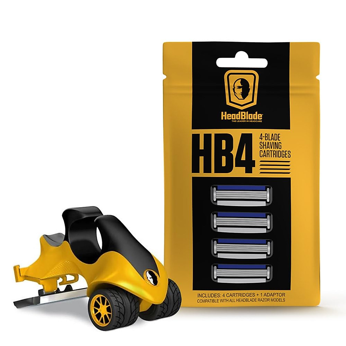 HeadBlade ATX Razor and HB4 Refill Shaving Razor Blades (4 Blades)