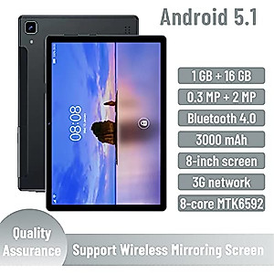 Tablet Android 5.1 Operating System 8-inch HD Display Octa-core Processor 1GB RAM and 16GB ROM TF Expansion Support Built-in WiFi Bluetooth GPS Tablet