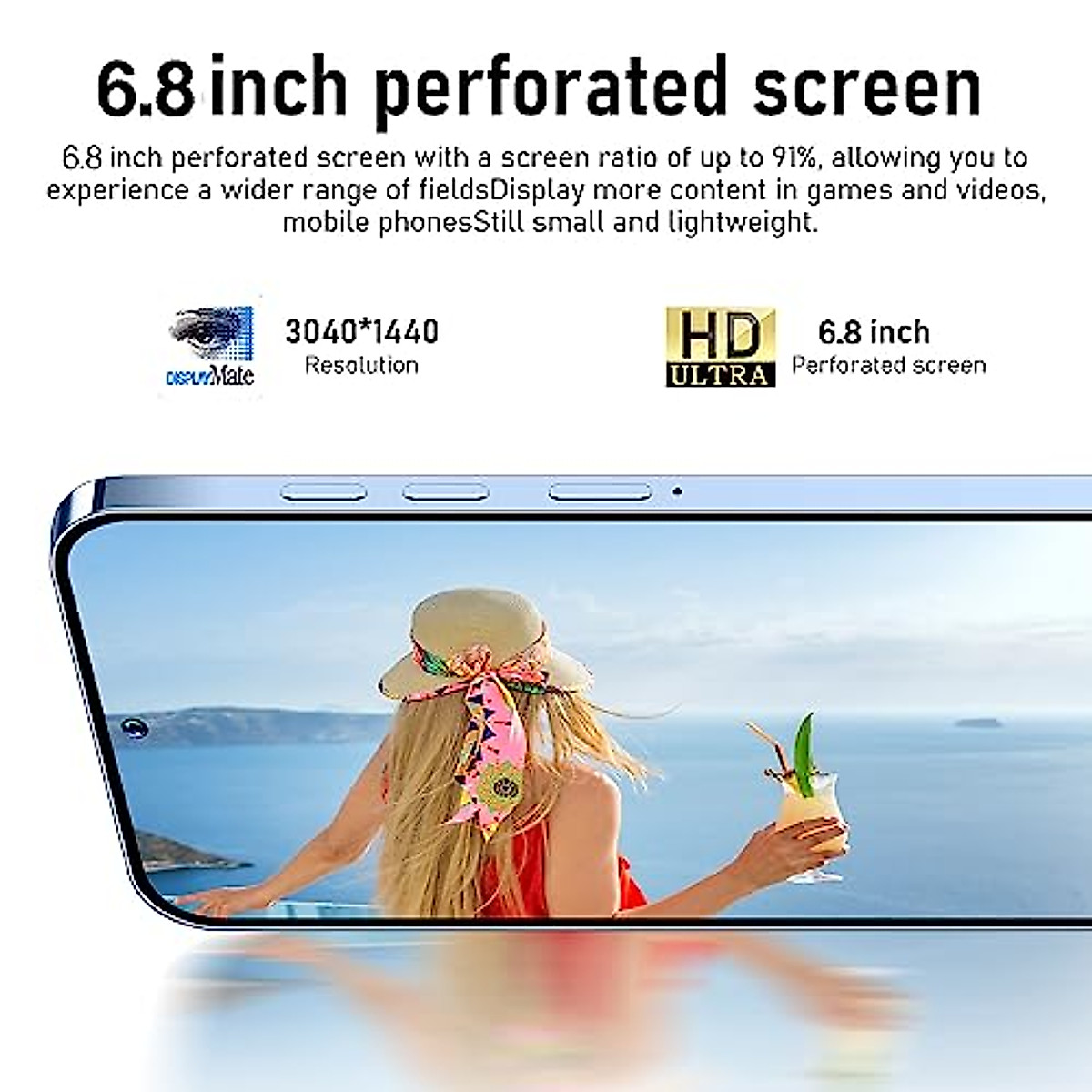 xixaomiro i14Pro Max Unlocked 5G Cellphone Android Smartphone Mobile Phone, 8GB RAM, 512GB ROM 1TB Expandable, 6.8'' FHD Screen, 6000mAh Battery, Dual Sim Card, 48+13MP Camera (Golden)