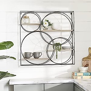 Deco 79 Metal Geometric Wall Shelf, 32" x 7" x 32", Gray