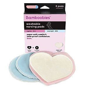 Bamboobies Nursing Pads, Ultra-Soft Velour, Reusable, Washable & Leak-Proof, 6 Regular and 6 Overnight Pads for Breastfeeding