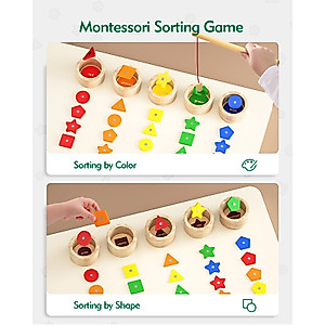 Boby Montessori Wooden Magnetic Fishing Game Child Toys Shape&Colors Sorting Cupcakes for Toddlers 2-4 Years Matching Games for Toddlers
