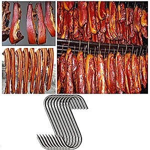 Meat Hooks,Premium Stainless Steel Butcher Hook Smoking Hooks, Meat Processing for Hanging, Butchering, Smoking, BBQ, Grilling, and Hanging Drying Tool (5.9IN)