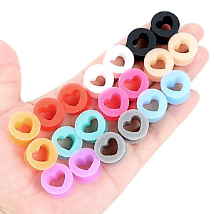 DERALA Silicone Ear Tunnels 20Pcs Heart Flexible Flesh Gauges Plugs Ear Piercing Jewelry 1/2 inch