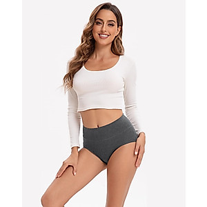 INNERSY Women's High Waisted Underwear Cotton Panties Regular & Plus Size 5-Pack(3XL,Solid Colors and Polka Dot)