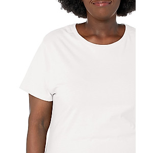Hanes Plus-Size Pure Cotton Jersey T-Shirt, Wide Classic Crewneck Tee for Women, White1, 2X(18W/20W)