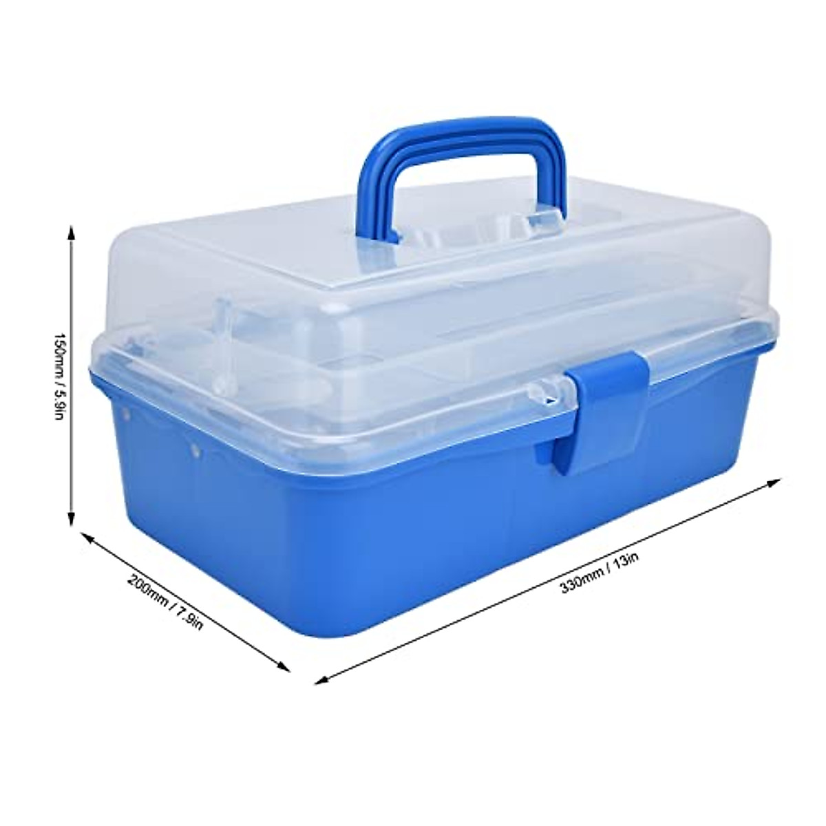 Storage Toolbox 3 Layer Plastic Storage Box Portable Folding Handheld Tool Organizer with Transparent Cover for Indoor Outdoor