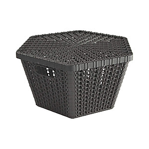 Fun Express Plastic Woven Hexagon Storage W Lid - 4 Pieces - Educational and Learning Activities for Kids