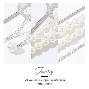 Jeweky Layered Waist Chain Pearl Body Chains Silver Waist Jewelry Party Belly Chains for Women