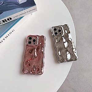 JANDM Case for iPhone 14 Pro Max,3D Wave Bubble Shape Ripple Chrome Pattern Soft Non-Yellowing Bumper Case Glitter Shiny Camera Shockproof Women Girls Cover Case for iPhone 14 Pro Max -Silver