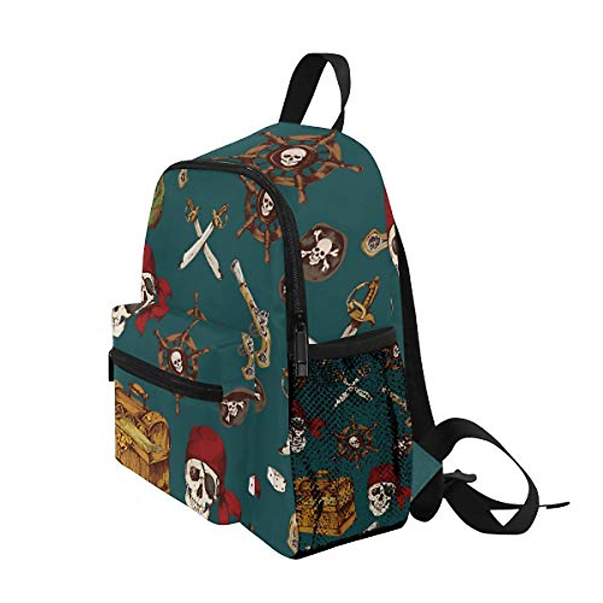 Pirates Seamless Pattern Kids Backpack Preschool Bag Toddler Backpack with Detachable Chest Clip for Boys Girls