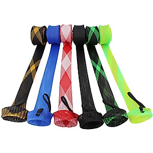Anzeho Rod Socks Fishing Rod Sleeve 6Pcs Fishing Pole Protect Cover Braided Mesh 67 inches for Spinning Fishing Rod, Casting Rods Glove, Bait Caster Rods