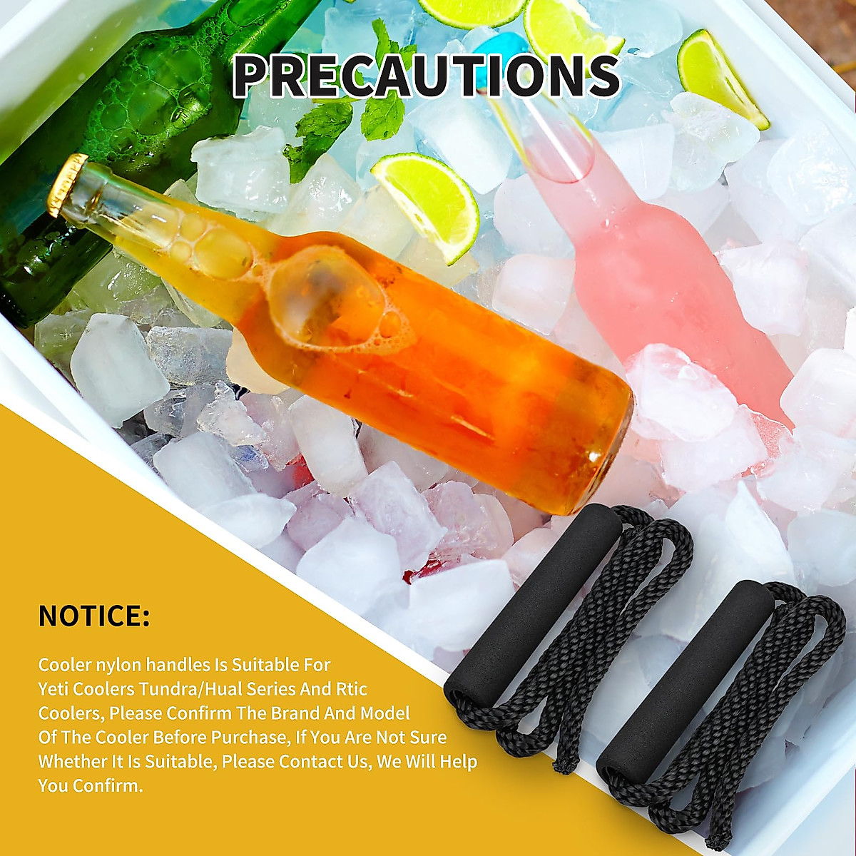 Gnellkoor Marine Grade Polyester Cooler Handles for YETI & RTIC Coolers, 2 Pack, Replacement for Part #20110010014