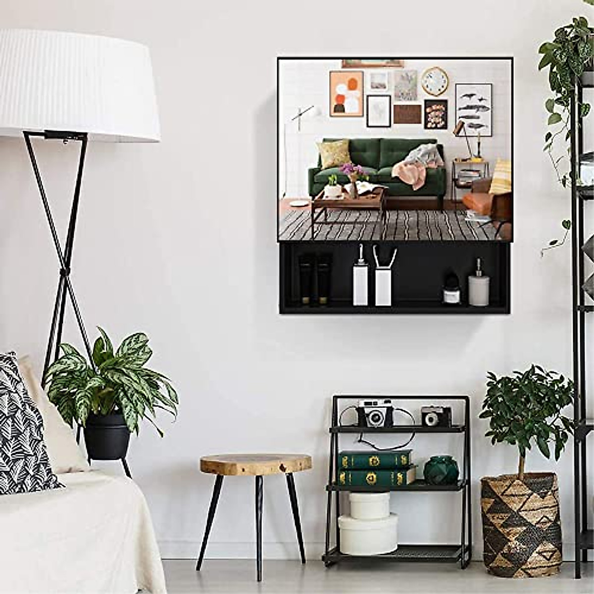 prosfalt 23.6 x19.6 Mirrored Medicine Cabinet, Space Aluminum Wall Mounted Bathroom Storage, Water and Rust Resistant, Recess Mount - Black Black