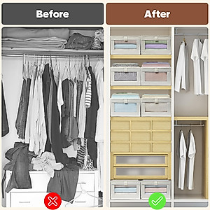 KOAZIFORU Linen Closet Organizers and Storage, Foldable Shelf Organizer with Visible Window Organization and Storage of Jeans Shirts Toys Storage Bins Sheet Organizer 6 Pack