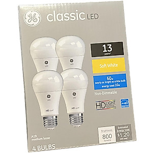 Generic Classic 60-Watt EQ A19 LED Light Bulb (4-Pack, Soft White), 44308