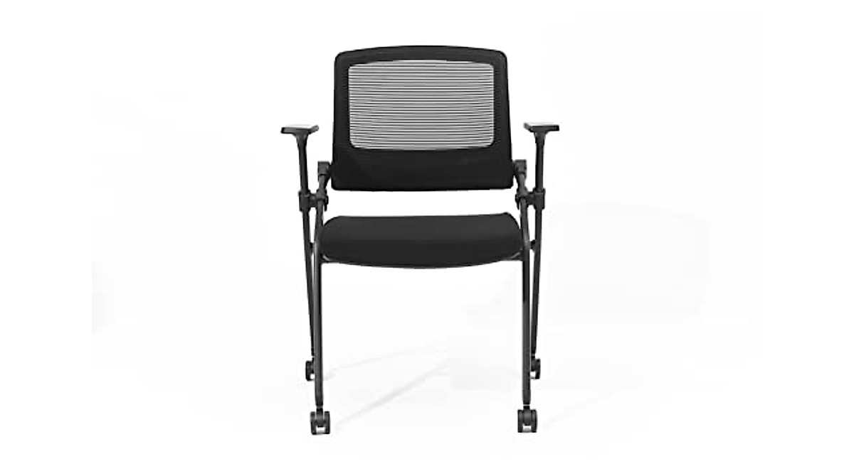 FYLICA Foldable Office Chair Set of 2 with PU Wheels and Sliding ...