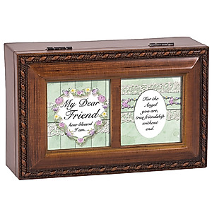 Cottage Garden My Dear Friend Blessed I am Wood Finish Small Jewelry Music Box Plays That's What Friends are for