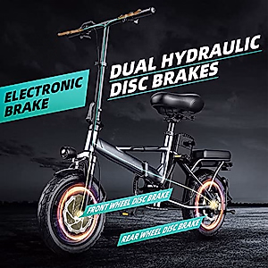 ECMRAD Teens Solo Cycling Electric Bicycle 21MPH Electric Commuter City Bicycles Folding Electric Bike with 500W Motor 14 inch Portable Small Ebike for Adults 48V 18AH Removable Battery