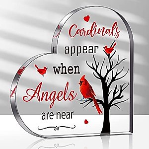 Red Cardinal Sympathy Gift Decor Heart Memorial Gift Crystal Acrylic Bereavement Gift Loss of Loved One Table Centerpieces Remembrance Christmas Decor Condolence Gift for Loss of Mother