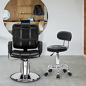 Henf Multi-Purpose Salon Massage Stool with Back Cushion and Wheels Rolling Adjustable Hydraulic Office Drafting Chairs Facial Spa Tattoo Stools Chairs,Black