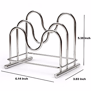 LENITH 304 Stainless Steel Wire Cutting Board Holder, Cutting Board Rack Organizer Kitchen with 2 Sectional