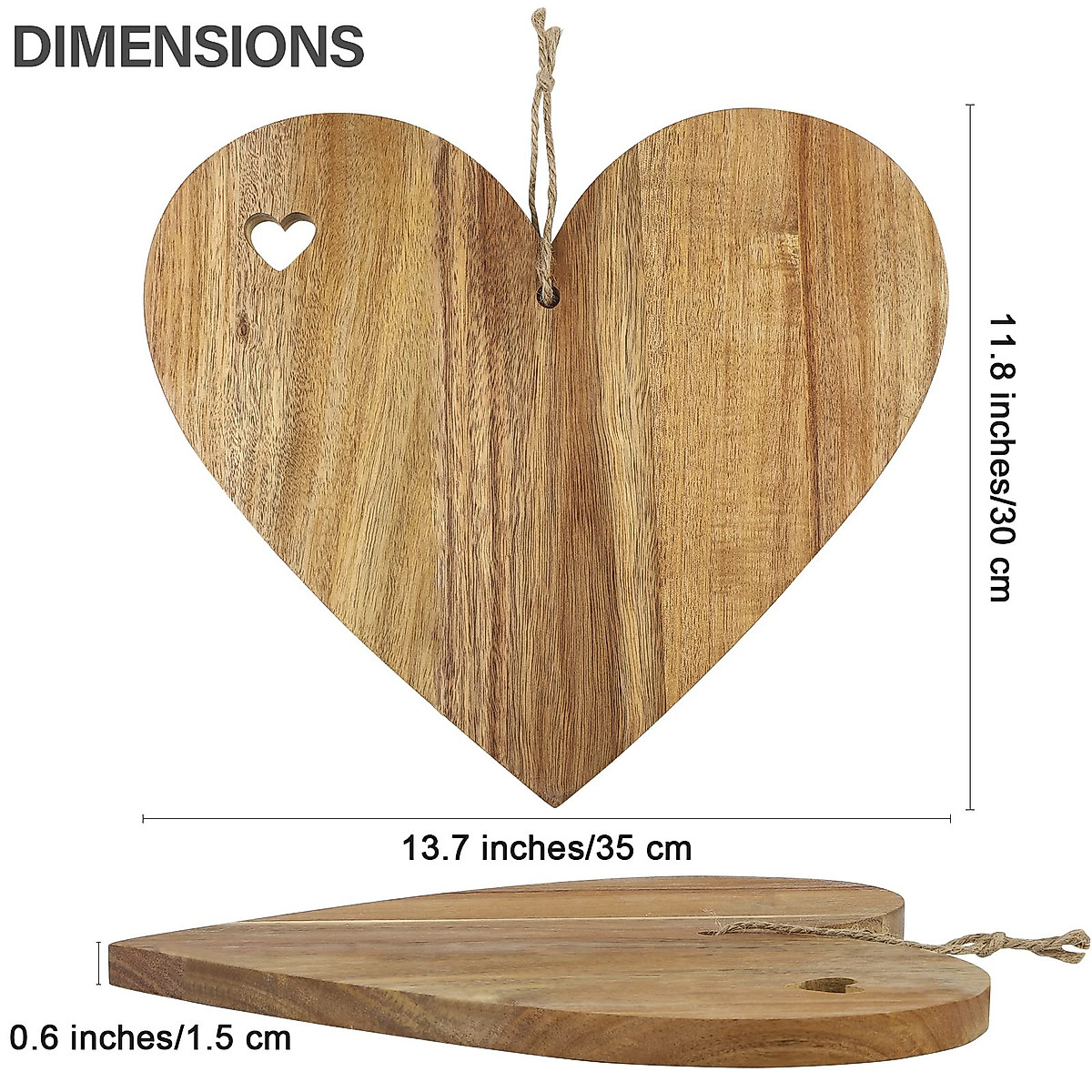 Shojoy Valentine's Day Heart Shaped Wood Cutting Board 13.7 x 11.8 Inch Wooden Serving Board Decorative Serving Platters Wood Heart Chopping and Serving Charcuterie Board for Meat Cheese