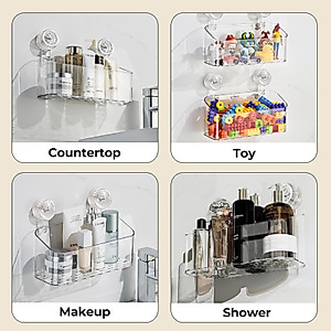 DEEIF Clear Shower Caddy Suction Cup Shower Organizer Basket Wall Mounted, Suction Bathroom Shower Shelf for Inside Shower (Large)