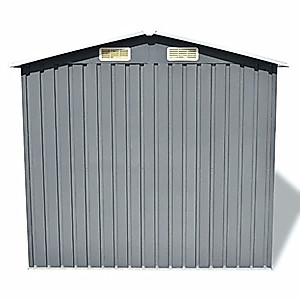 Festnight Garden Storage Shed with 4 Vents Metal Steel Double Sliding Doors Outdoor Tood Storage Shed Patio Lawn Care Equipment Pool Supplies Organizer Gray 80.3 x 52 x 73.2 Inches (W x D x H)