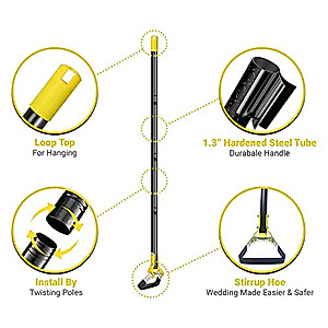 Muvuo Stirrup Hoe Garden Tool - Garden Hoes for Weeding Long Handle - Hula Hoe Garden Tool - Garden Tools with Comfortable Hand and Sharp Edge - 4 rods(30-61 Inch)- Black