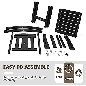 LUE BONA Outdoor Rocking Chairs Set of 2, Weather Resistant Poly Plastic Rocker Chairs, 350lb Heavy Duty, Oversized Porch Rocker for Adult, High Back Smooth Rocking Chairs for Outdoor & Indoor, Black