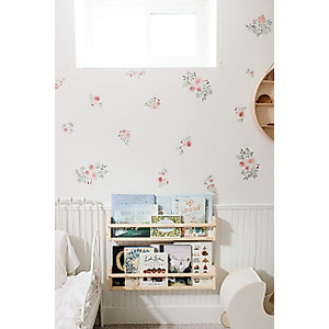 Modern Maxwell Wall Art Decals for Girls Nursery, Bedroom, Living Room “Blush” Watercolor Floral Room Sticker 80 Pieces