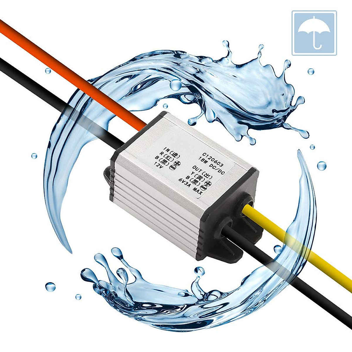 Dorhea 12V to 6V Car Power Voltage Converter DC 9V-22V 12V to DC 6V Buck Voltage 3A 18W Waterproof DC Step Down Volt Module Power Supply Board Compatible with Car Vehicle Automotive LED Display Radio