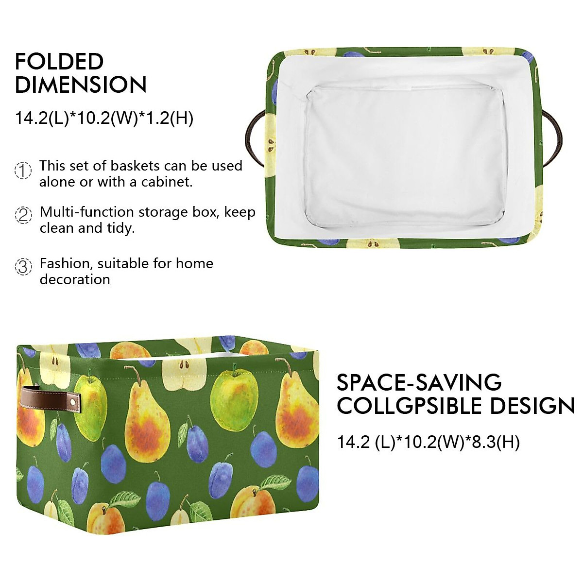 FRODOTGV Beautiful Pear Storage Containers Foldable Foldable Storage Bins Storage Containers for Shelves Shelves Shelves 1 Pack