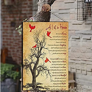 As I Sit In Heaven And Watch You Everyday Yard Garden Cardinalis Wooden Board Hanging Living Room Wall Decor Retro Home Bar Restaurant Men Cave Thanksgiving Gift 8x12 Inches