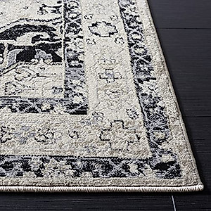 SAFAVIEH Brentwood Collection 4' x 6' Ivory/Black BNT852A Medallion Distressed Non-Shedding Entryway Living Room Foyer Bedroom Accent Rug