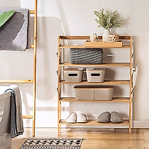 YOUDENOVA Bamboo Shoe Rack,5 Tier Wooden Shoe Shelf Storage Organizer,Perfect for Entryway,Hallway,Closet or Living Room (Natural Bamboo)