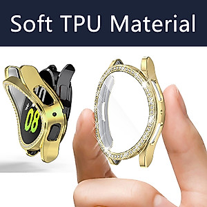 Wugongyan Screen Protector Case Compatible with Samsung Galaxy Watch 5 & Galaxy Watch 4 40mm 44mm Soft TPU Bling Diamond Case (7 Colors, 40mm)