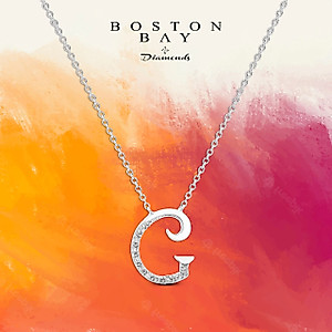 .925 Sterling Silver Diamond Accented ‘G’ Initial Necklace, Adjustable 18”-20" (G-H Color, I2-I3 Clarity)