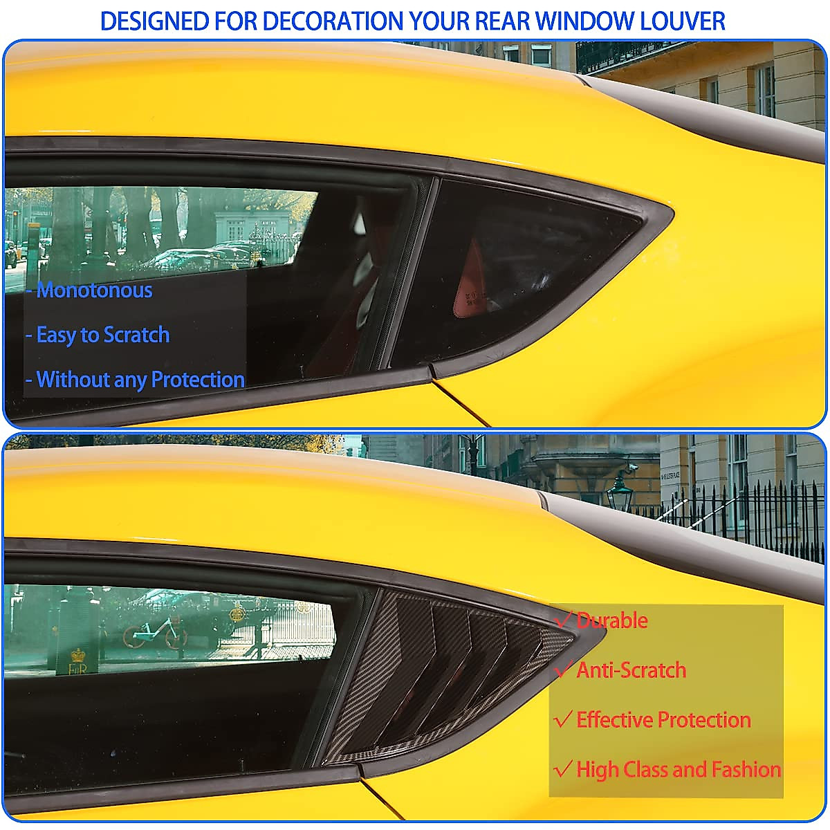 Fgtagtal Rear Side Window Louver Cover Fit for Toyota Supra GR A90 A91 MK5 2019-2024, Side Window Louvers Air Vent Scoop Shades Trim Cover(Carbon Fiber Pattern Black)