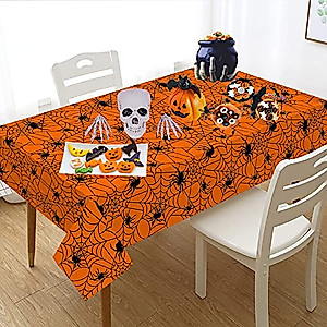 UOMNICUE Christmas Tablecloth 54 X 108Inch,Disposable Plastic Red White Christmas Trees Snowflakes Table Cover Christmas Theme Tablecloth for Christmas Holiday Party Decorations (3, Spider Web)