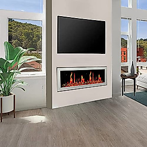 Litedeer Homes Gloria II 68 inch Smart Control Electric Fireplace Insert with WiFi Enable, ZEF68XS Silver White Fireplace 68