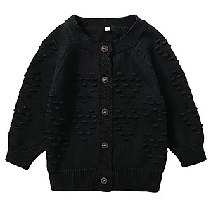 Kids Knitted Crewneck Top Sweater Solid Color Outfit for Little Girl Cardigan 6t